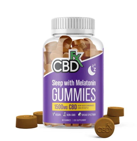 CBDfx Sleep Gummies with Melatonin – 1500 mg Broad Spectrum CBD – 60 C ...